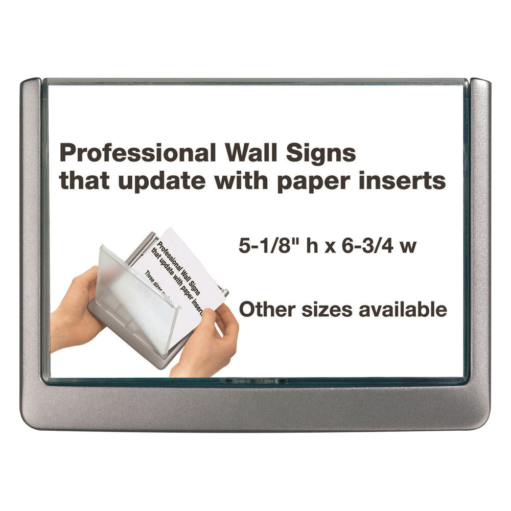 Durable 497737 6 3/4" x 5 1/8" Gray Interior Wall Click Sign Holder