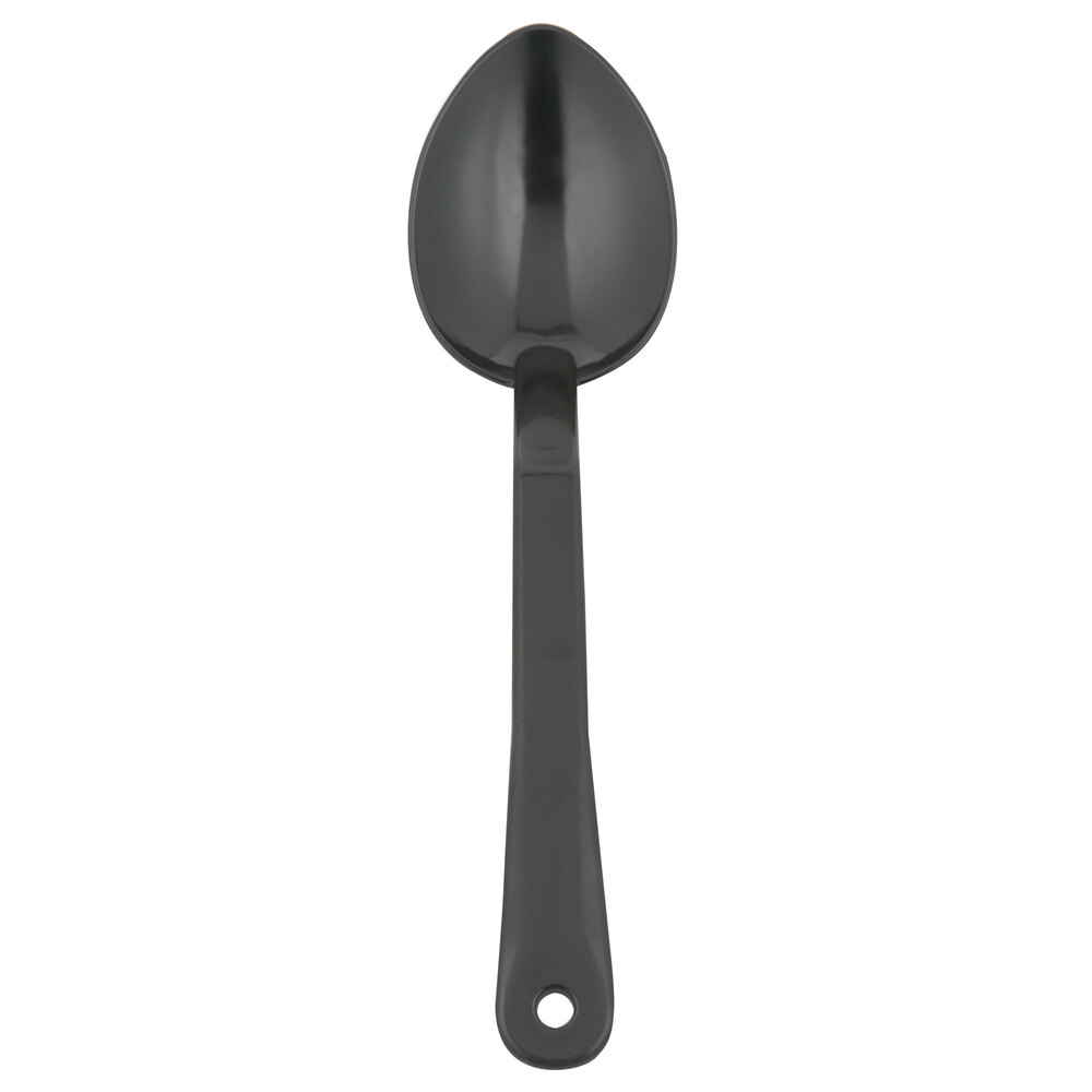 11" Black Polycarbonate 1.5 oz. Solid Salad Bar / Buffet Spoon