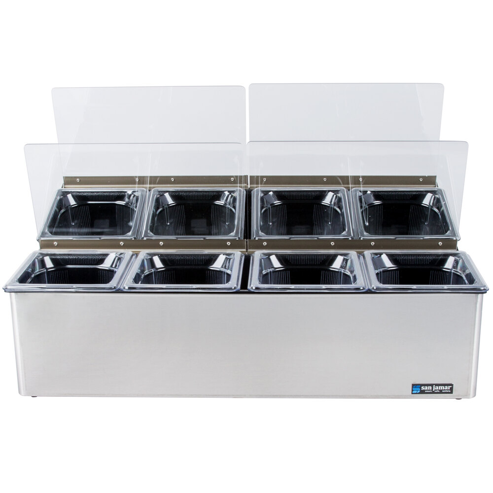 San Jamar FP9248FL EZ-Chill 8-Compartment Stainless Steel Condiment Bar