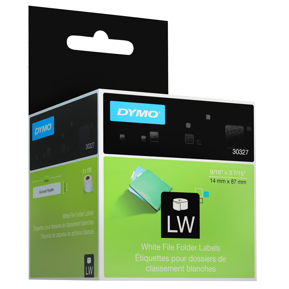 DYMO 30327 LabelWriter 1-UP 9/16" x 3 7/16" File Folder Labels Roll - 2/Box