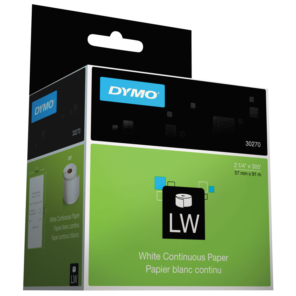 DYMO 30270 LabelWriter 2 1/4" x 300' White Continuous-Roll Receipt Paper