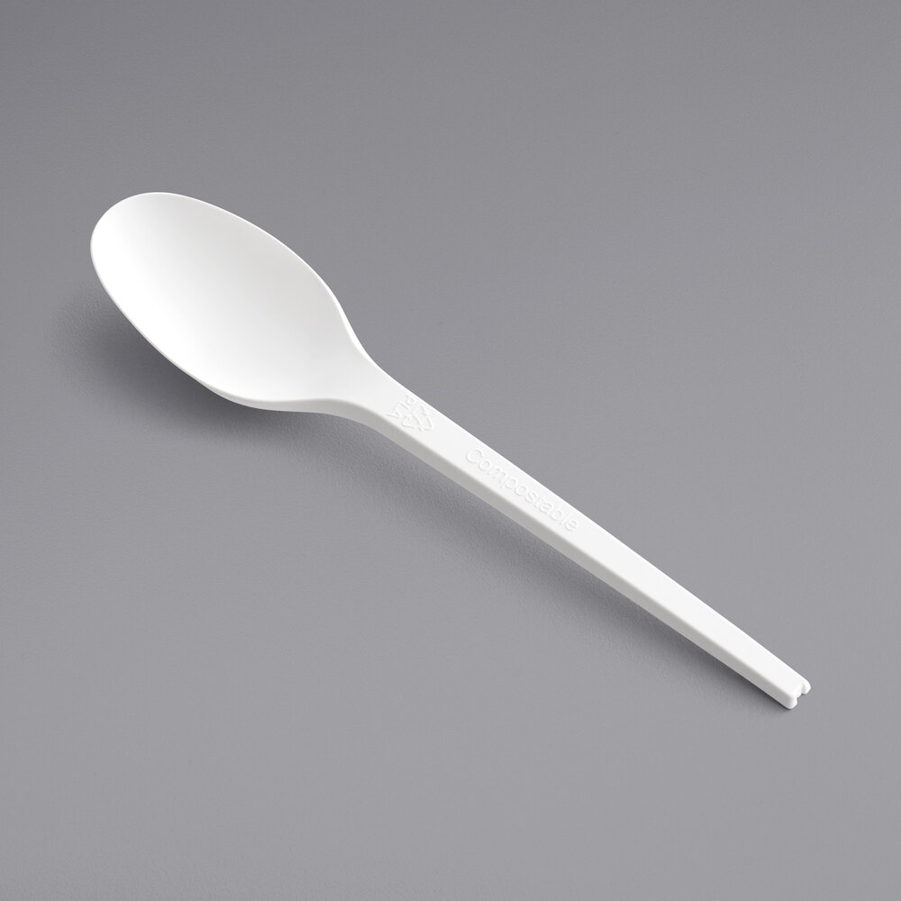 EcoChoice Heavy Weight Compostable 6 1/2" White CPLA Plastic Spoon ...
