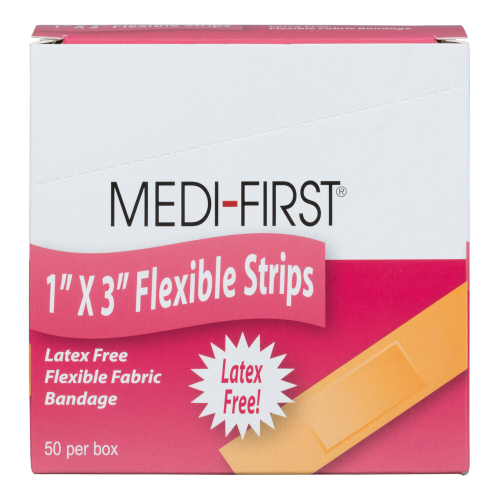 Medique 62550 Medi-First 1" x 3" Woven Adhesive Bandage Strip - 50/Box
