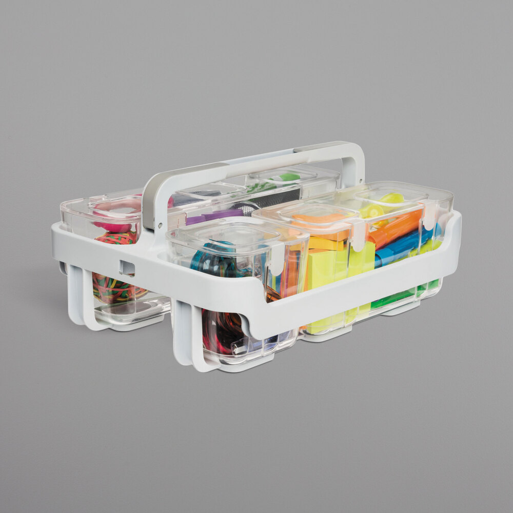 Deflecto 29003 10 1/2" x 14" x 6 1/2" White / Clear Stackable Caddy ...