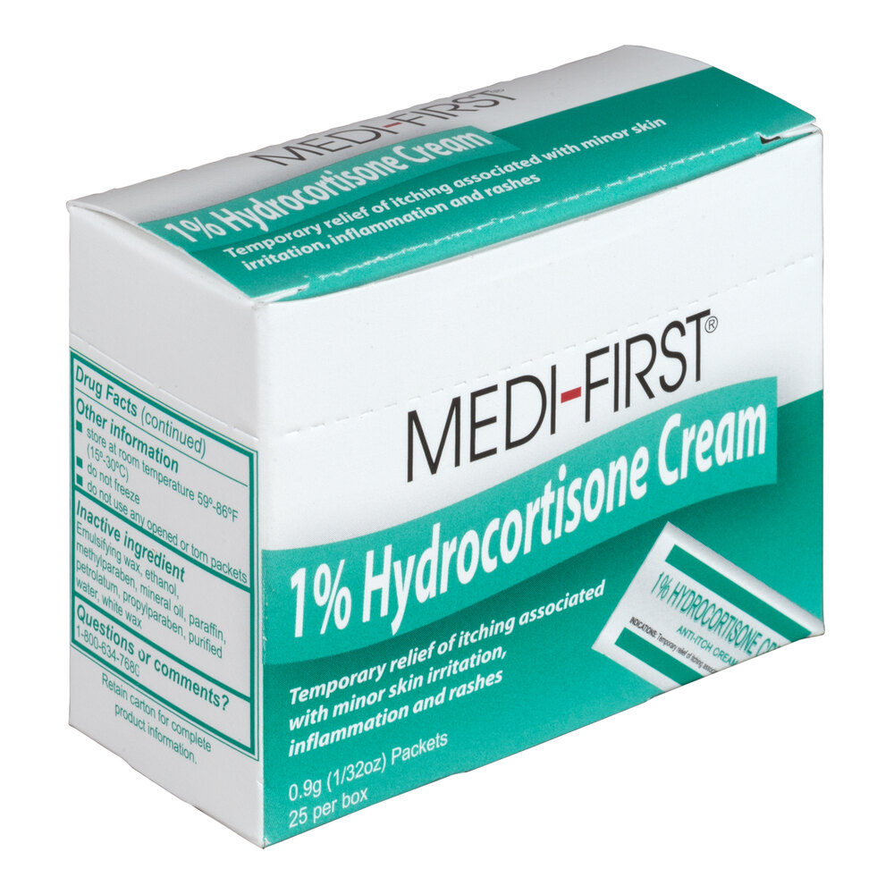 Medi-First 21173 .9G Hydrocortisone 1% Anti-Itch Cream Packet - 25/Box