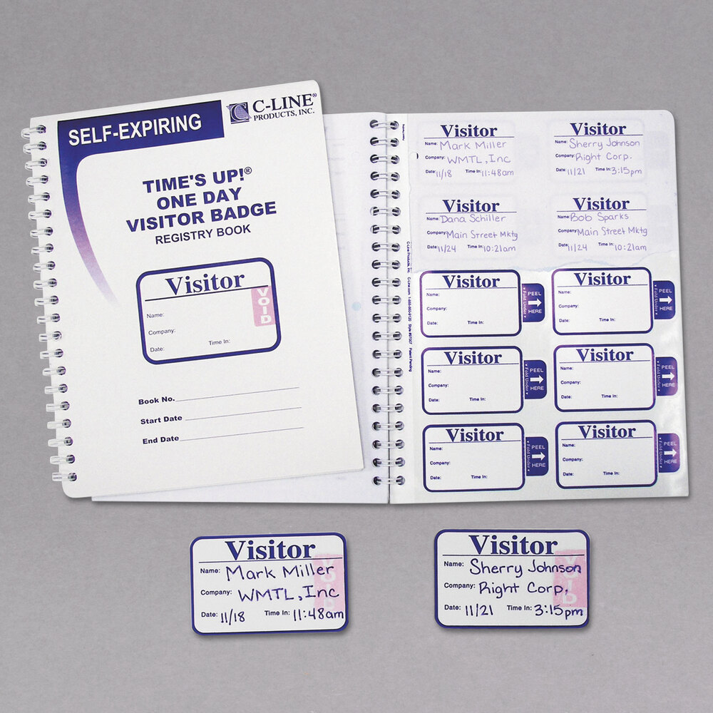 C-Line Products 97009 3" x 2" Self-Expiring Visitor Name Badges with ...