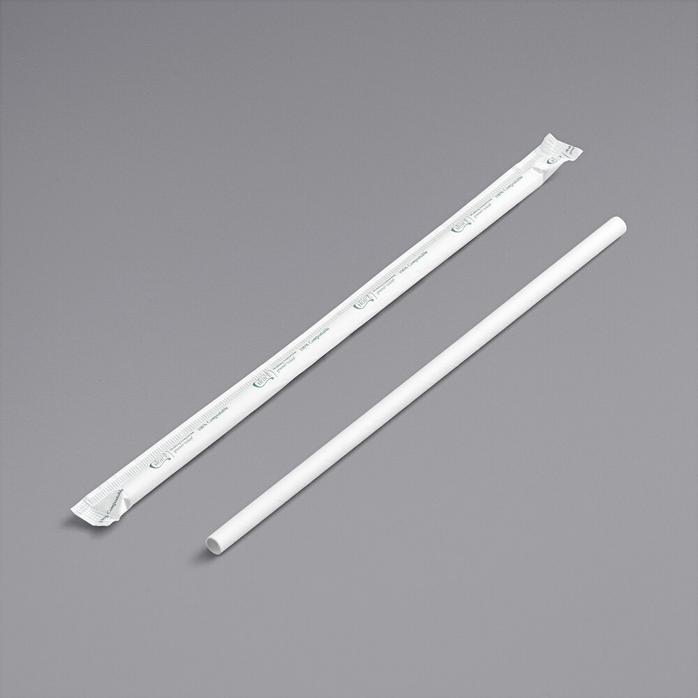 White Paper Straws, Jumbo, Wrapped - 3200/Case