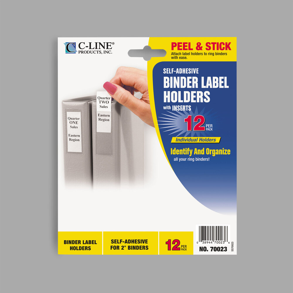 C-Line 70023 2 1/4" x 3 1/16" Clear Top Load Self-Adhesive Ring Binder ...