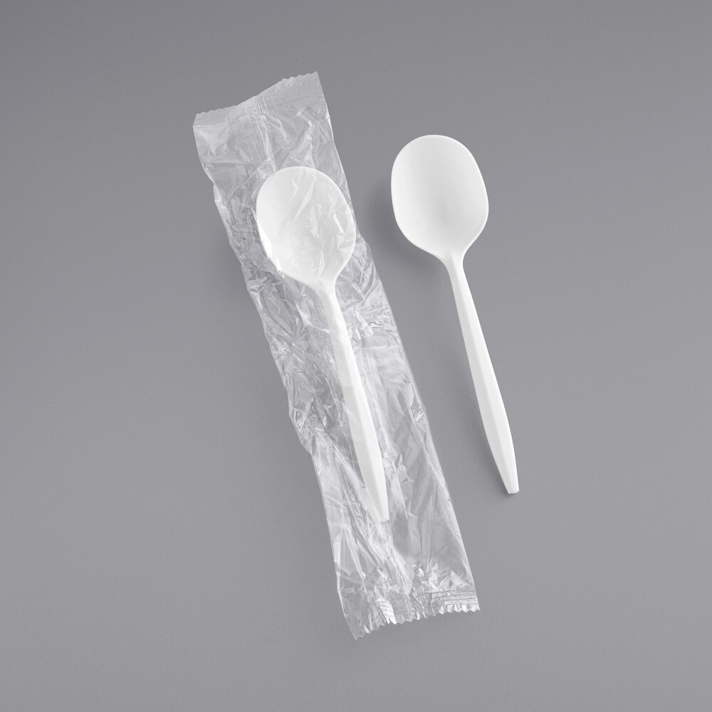 Choice Individually Wrapped Medium Weight White Polypropylene Plastic ...