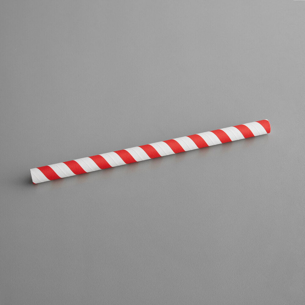 EcoChoice 8 1/2" Colossal Red and White Striped Unwrapped Paper Straw ...
