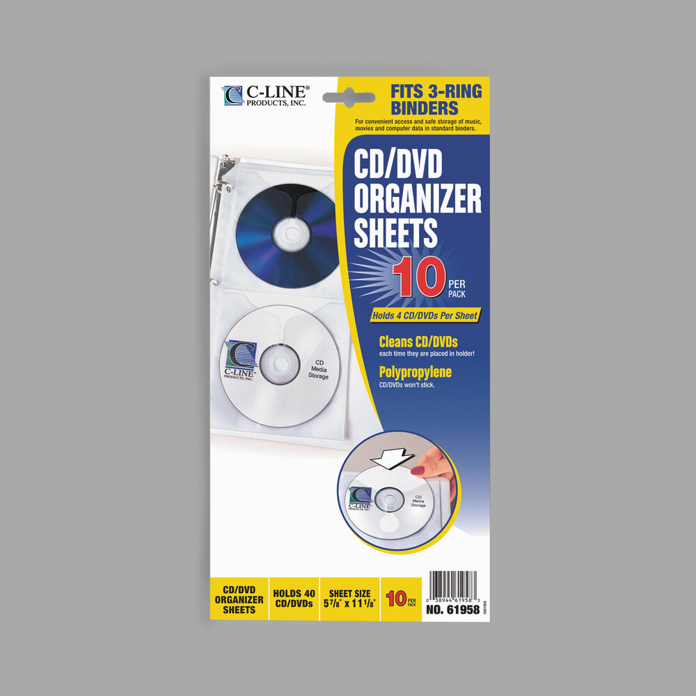 C-Line 61958 11 1/16" x 5 7/8" Deluxe 4-CD Clear Polypropylene Binder ...