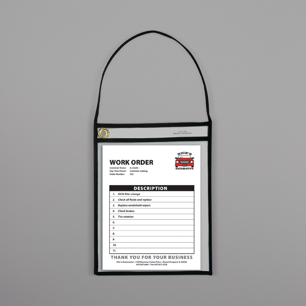 C-Line 41922 9" x 12" Double Sided Clear Stitched 1-Pocket Shop Ticket ...