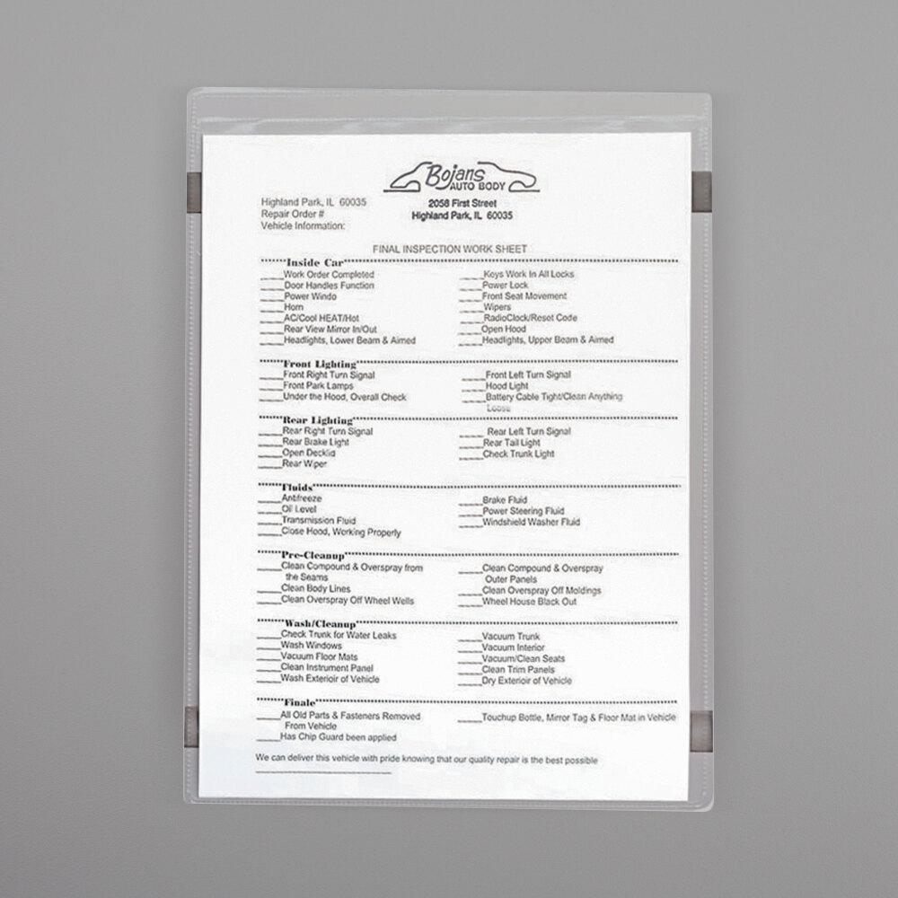 C-Line 83911 8 1/2" x 11" Clear Super Heavy Magnetic Shop Ticket Holder ...