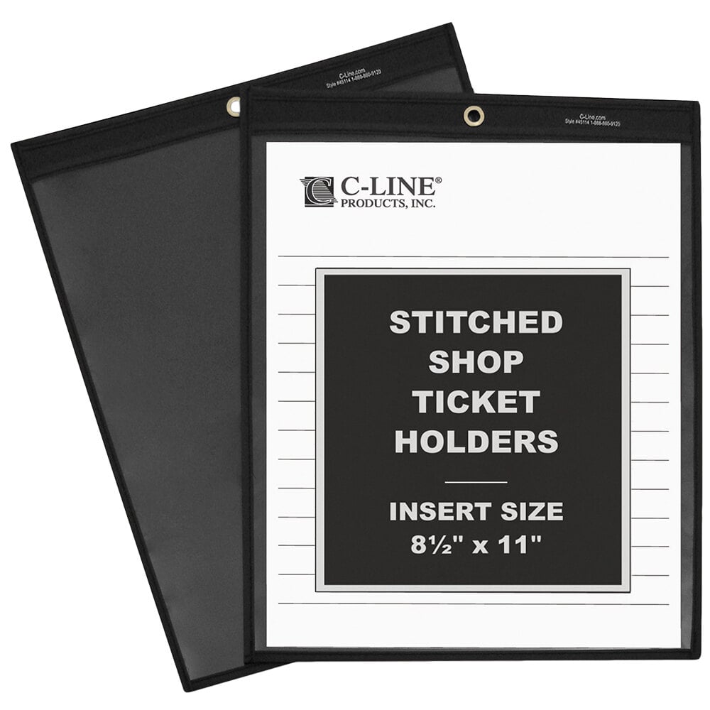 C-Line 45911 8 1/2" x 11" One Side Clear Stitched Shop Ticket Holder ...