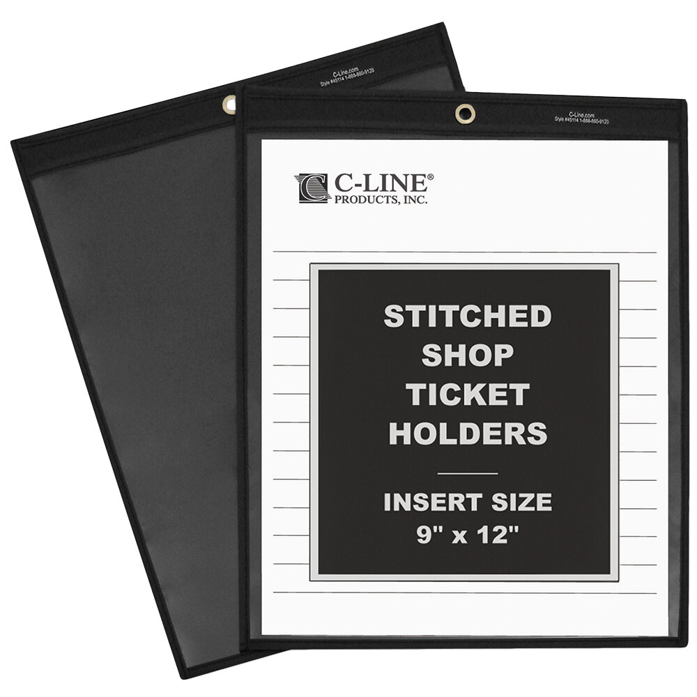 C-Line 45912 9" x 12" One Side Clear Stitched Shop Ticket Holder with ...