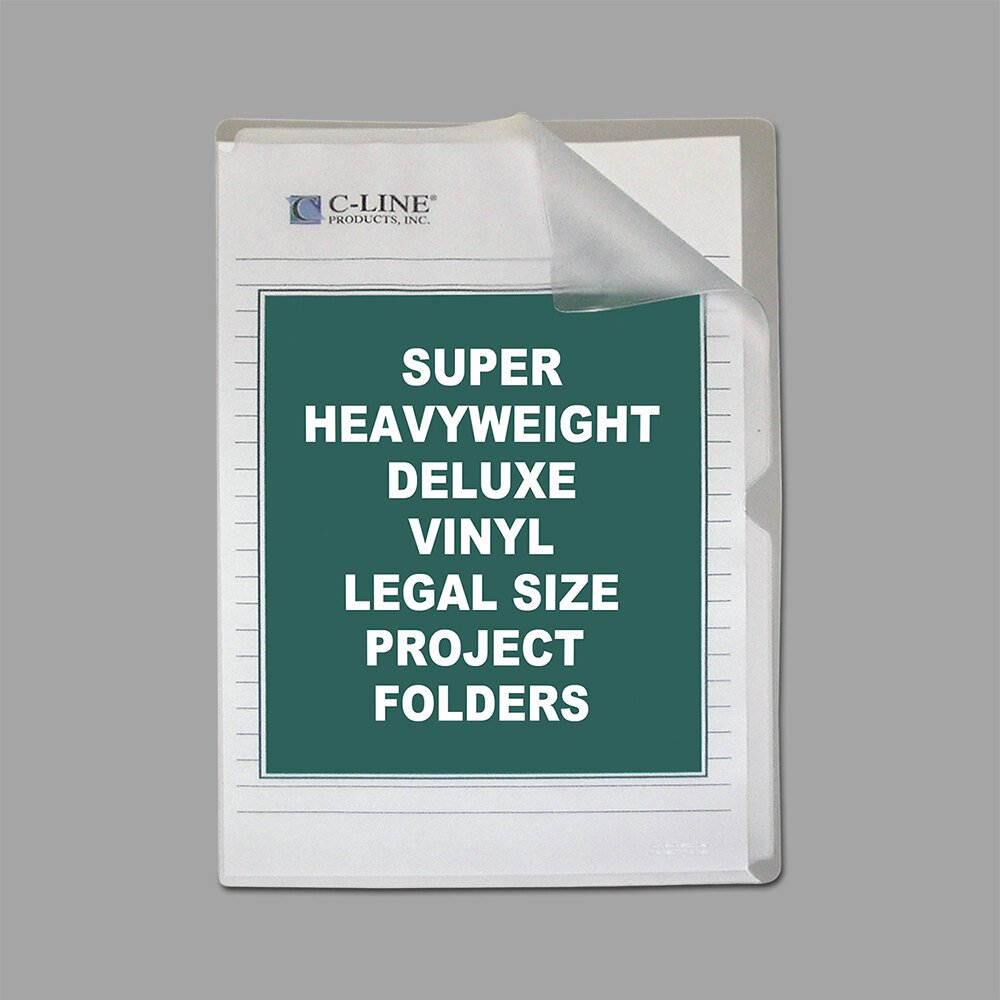C-Line 62139 Deluxe Legal Size Clear Vinyl Project Folder - 50/Box
