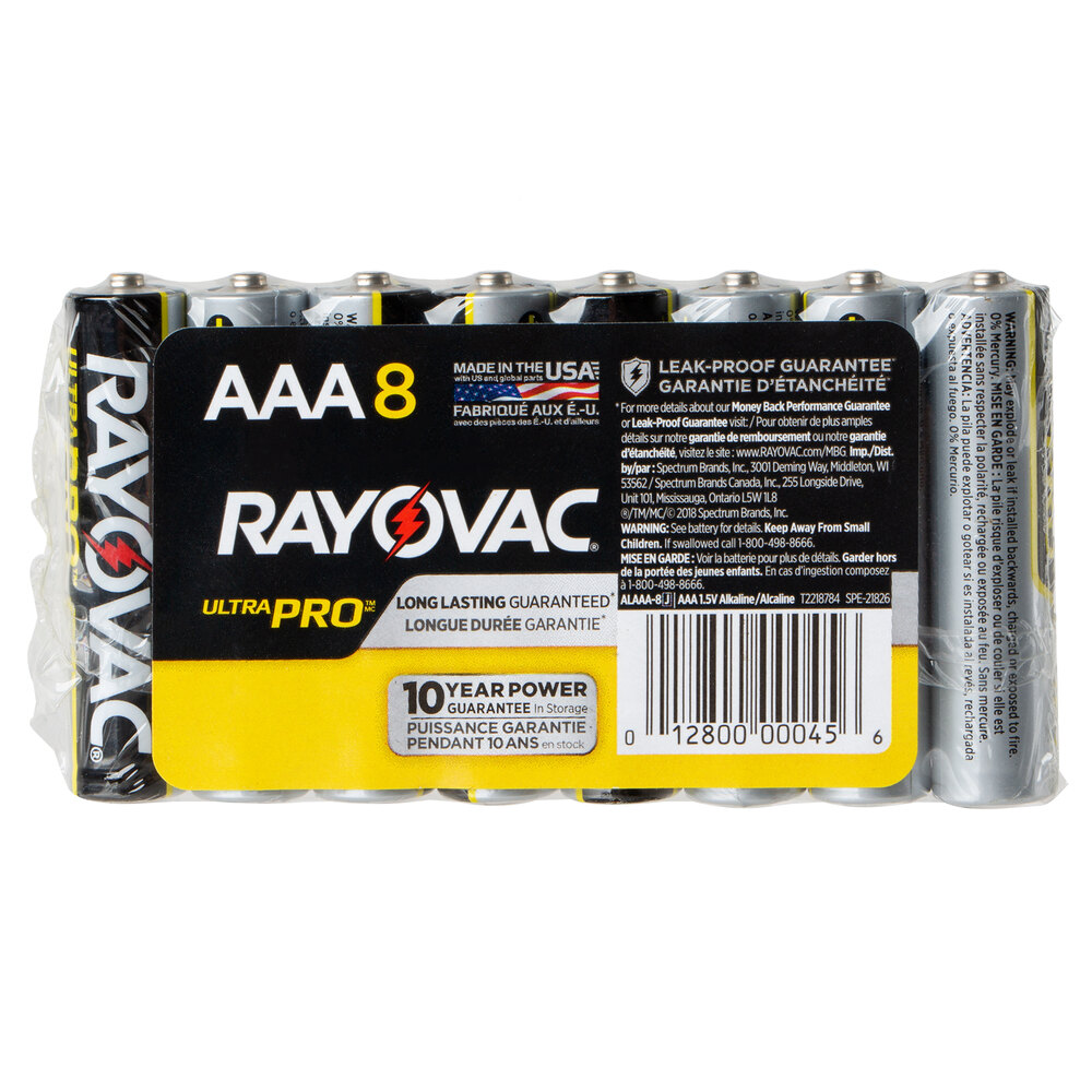 Rayovac ALAAA-8J Ultra Pro Industrial AAA Alkaline Batteries - 8/Pack