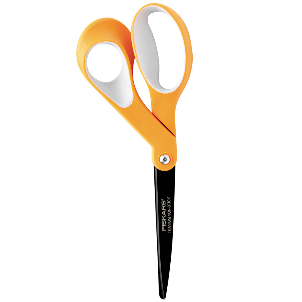 Fiskars 1539001006 8" Non-Stick Titanium Pointed Tip Office Scissors ...