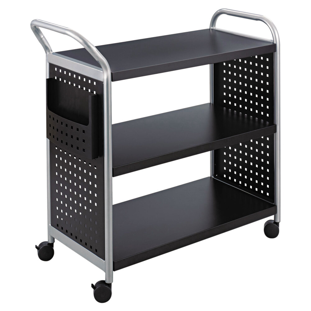 Safco 5339BL Black / Silver 3 Shelf Utility Cart