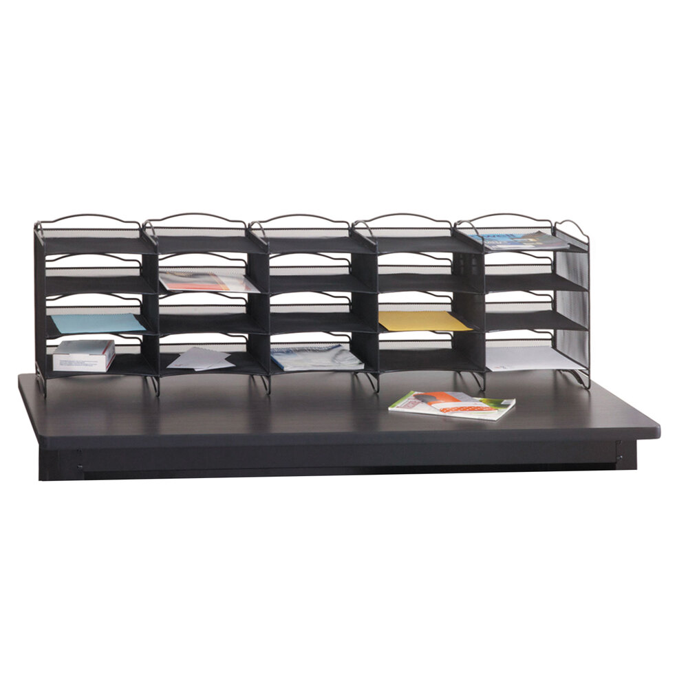Safco 7770BL Onyx 56 3/4" x 12 3/4" x 16 1/2" Black 20 Compartment ...