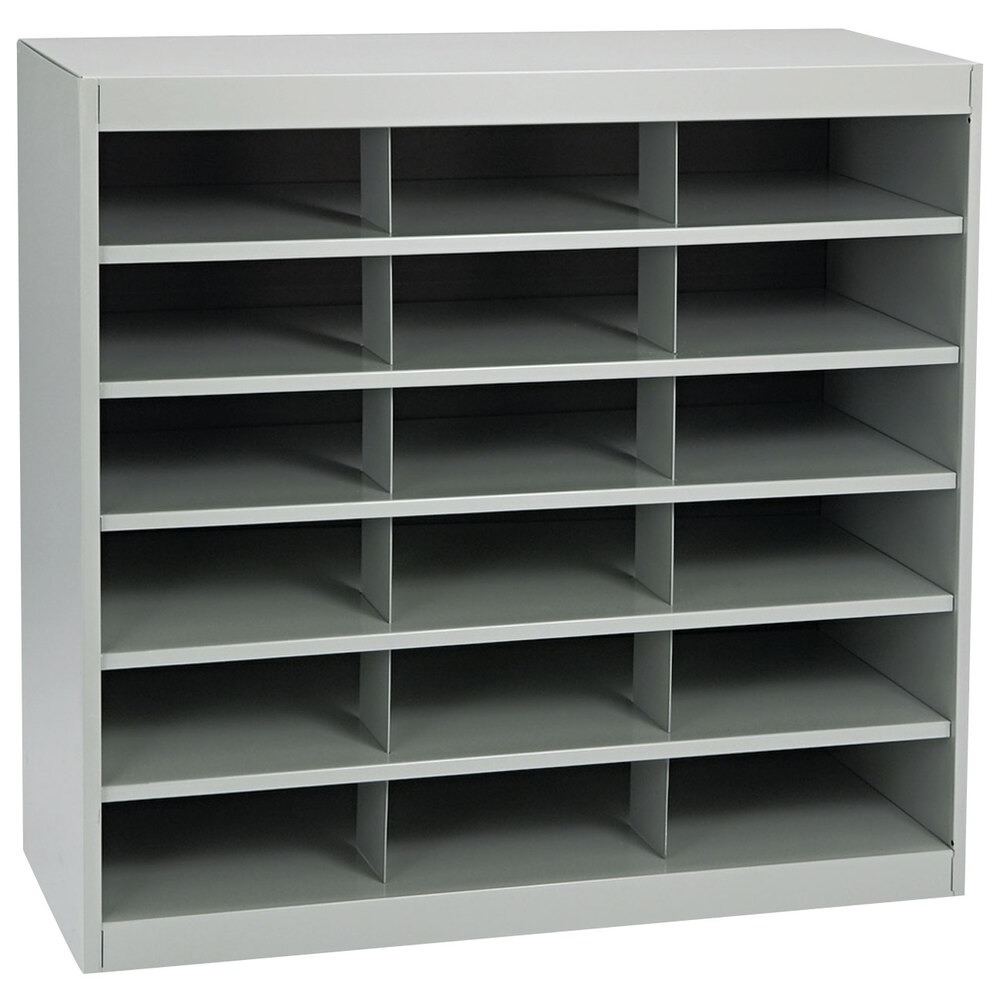 Safco Gray Steel Mail Sorter (18-Section): WebstaurantStore