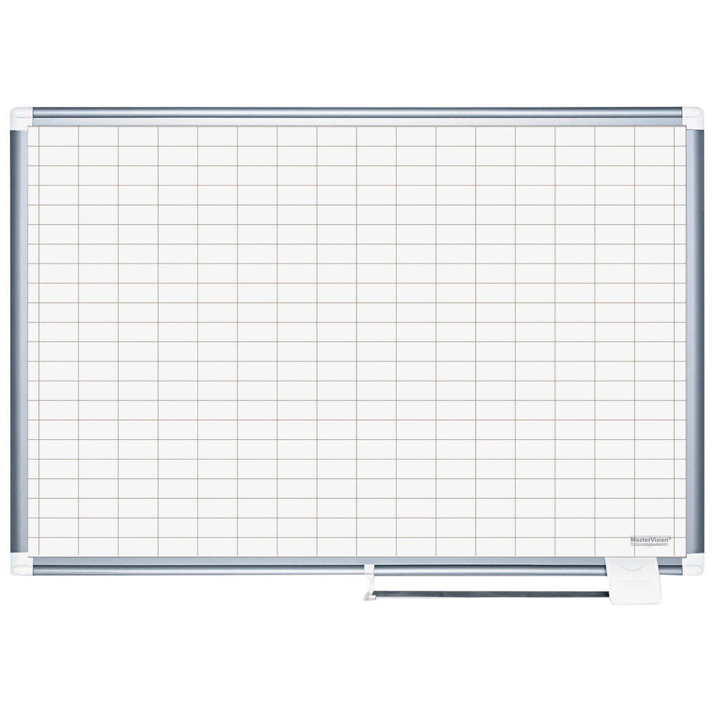 MasterVision CR1230830 48" x 72" White Grid Planner Porcelain Dry Erase ...