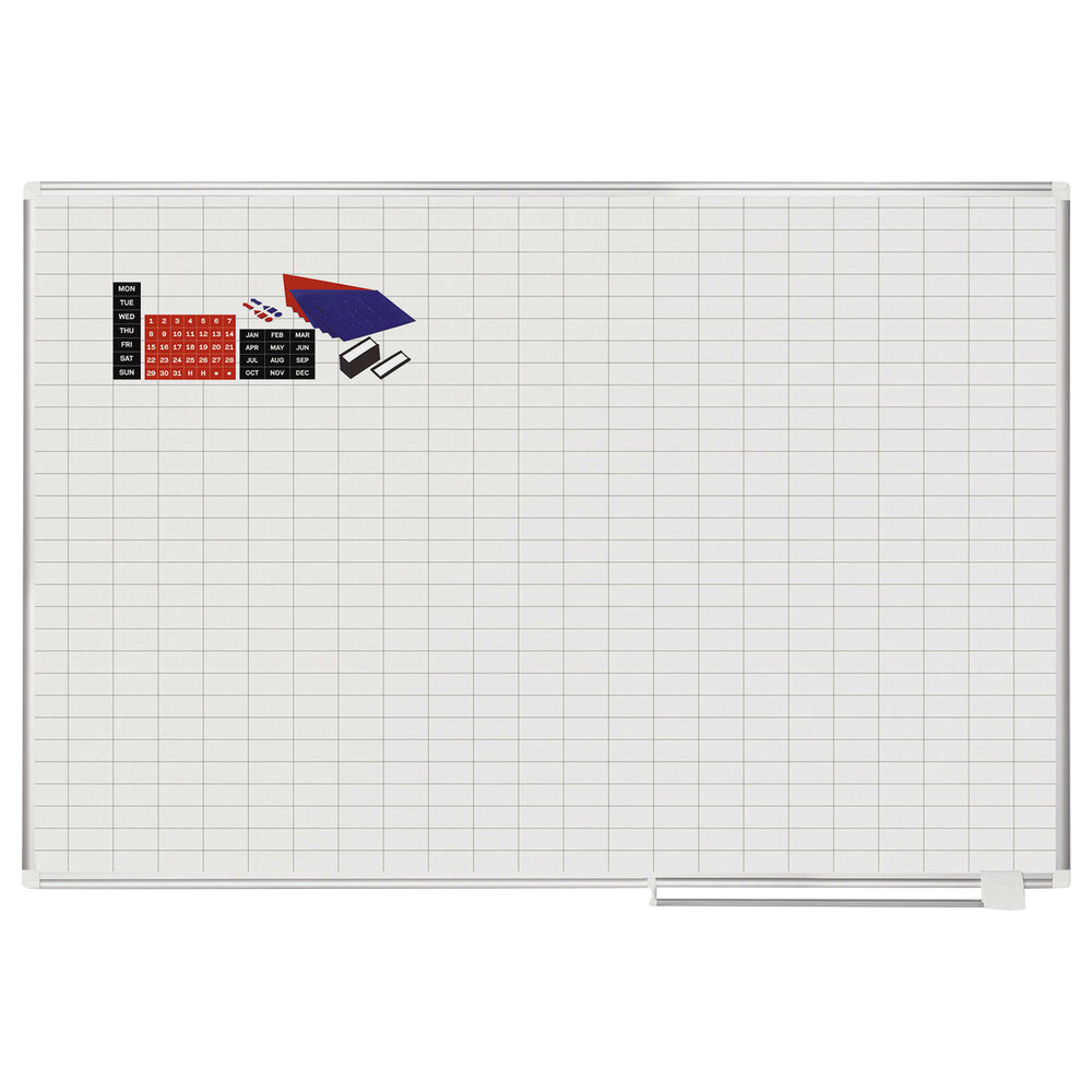 MasterVision CR1230830A 48" x 72" White Grid Planner Porcelain Dry ...