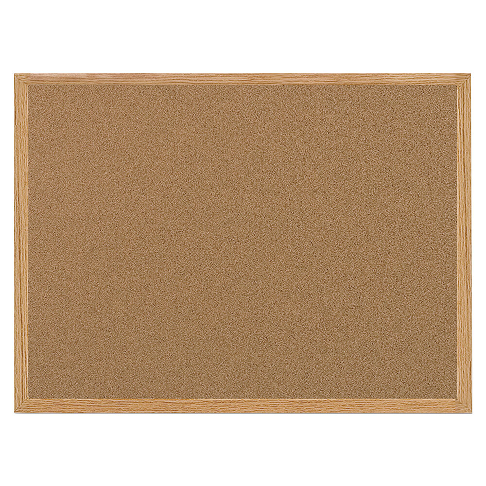 MasterVision MC070014231 24" x 36" Cork Bulletin Board with Oak Frame