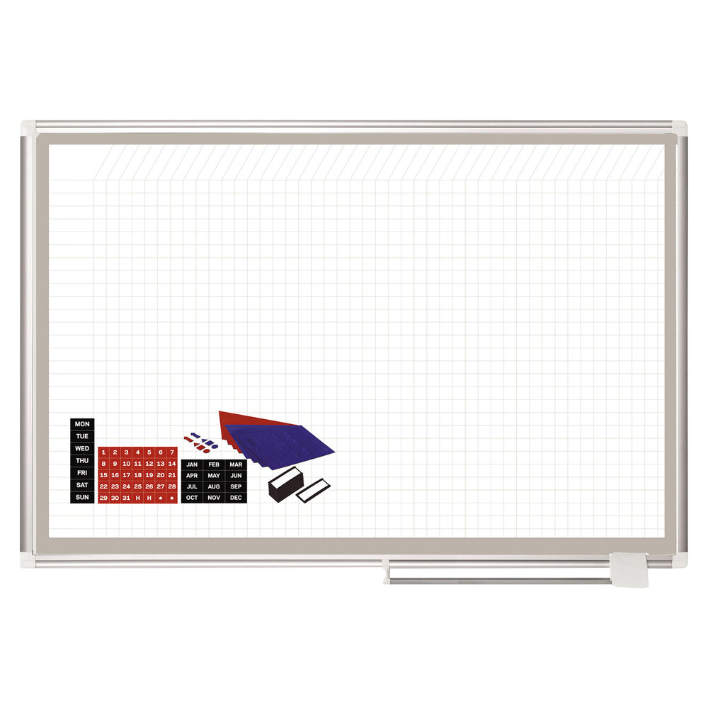 MasterVision GA05108830A 36" x 48" White Grid Porcelain Dry Erase All ...