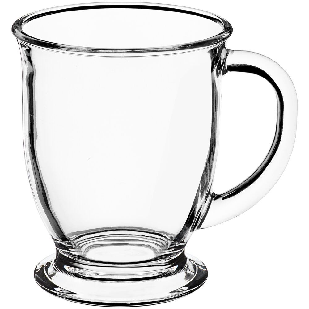 16 oz. Customizable Clear Glass Cafe Mug | Sample Glassware | Acopa