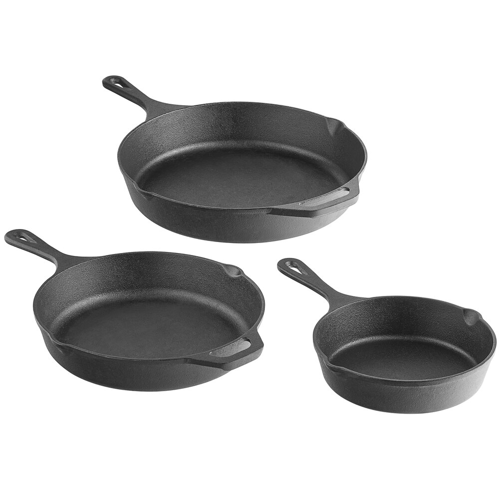 Valor 3-Piece Pre-Seasoned Cast Iron Skillet Set - Includes 8", 10 1/4 ...