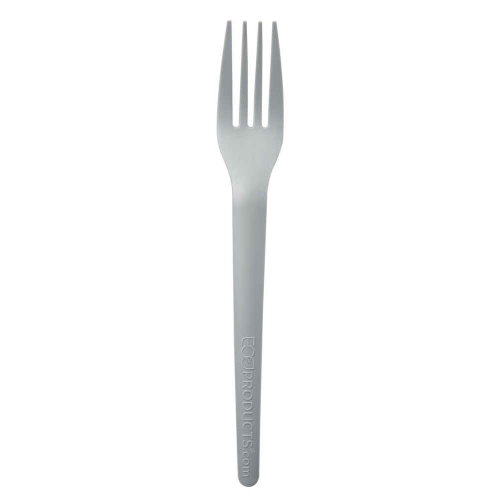 Eco-Products EP-S017GRY Plantware 7" Gray Compostable Plastic Fork ...