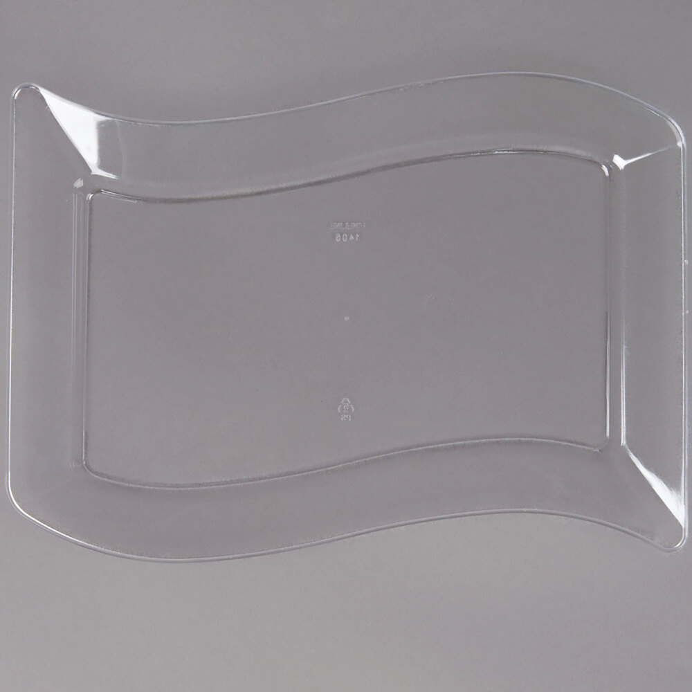 Fineline Wavetrends 1407-CL 7 1/2" x 12" Clear Plastic Luncheon Plate ...