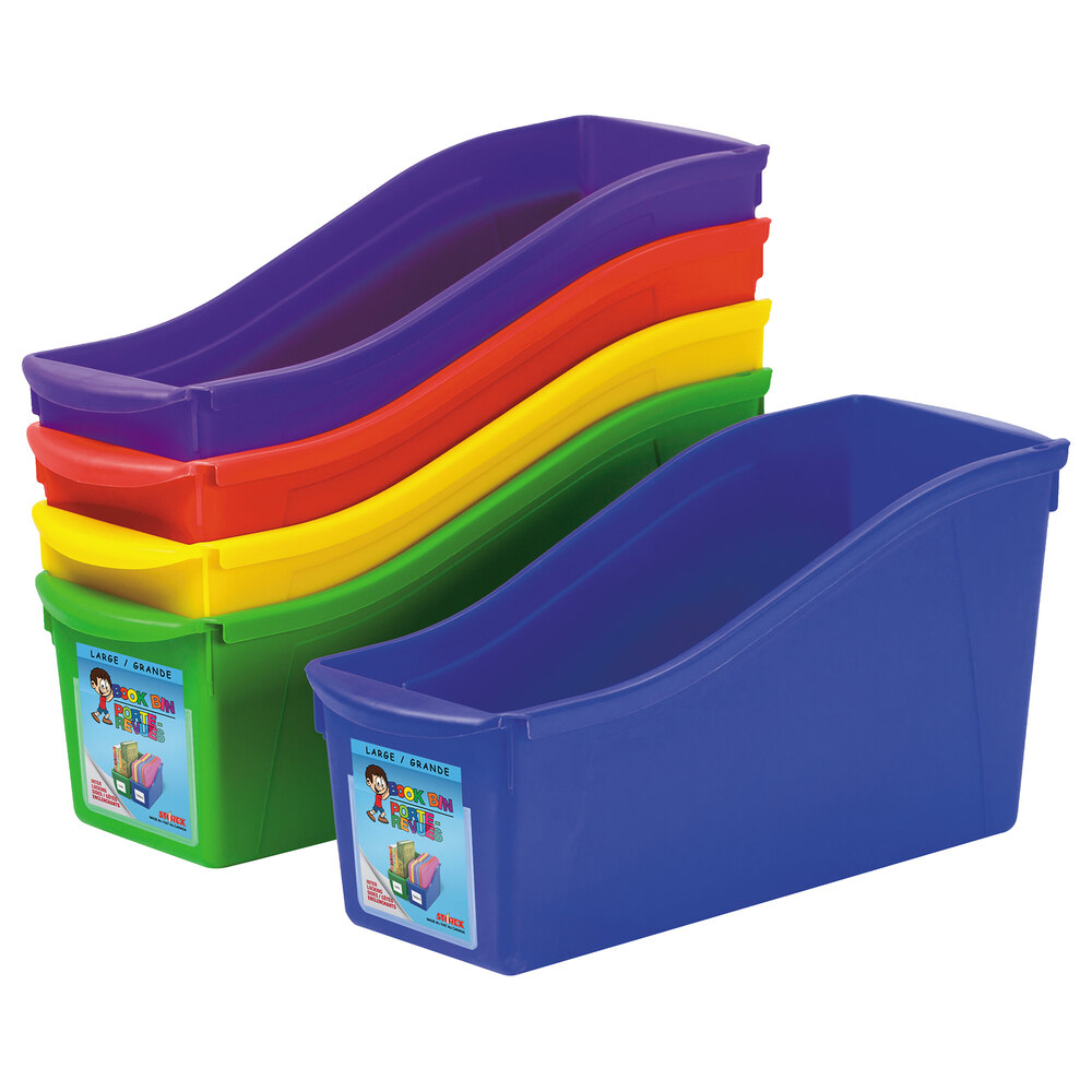 Storex 70105U06C 4 3/4" x 12 5/8" x 7" 5-Color Set Plastic Interlocking ...