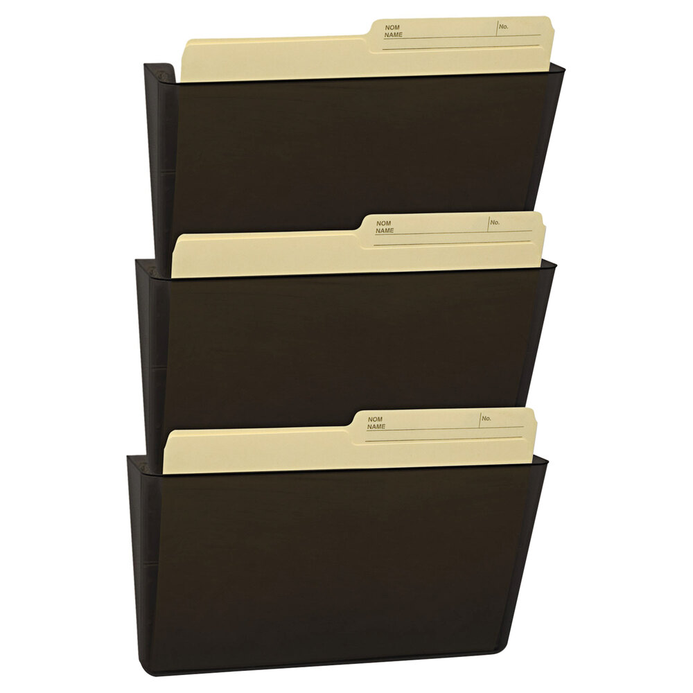 Storex 70246U06C 13" x 14" Smoke 3 Pocket Wall File, Letter Size