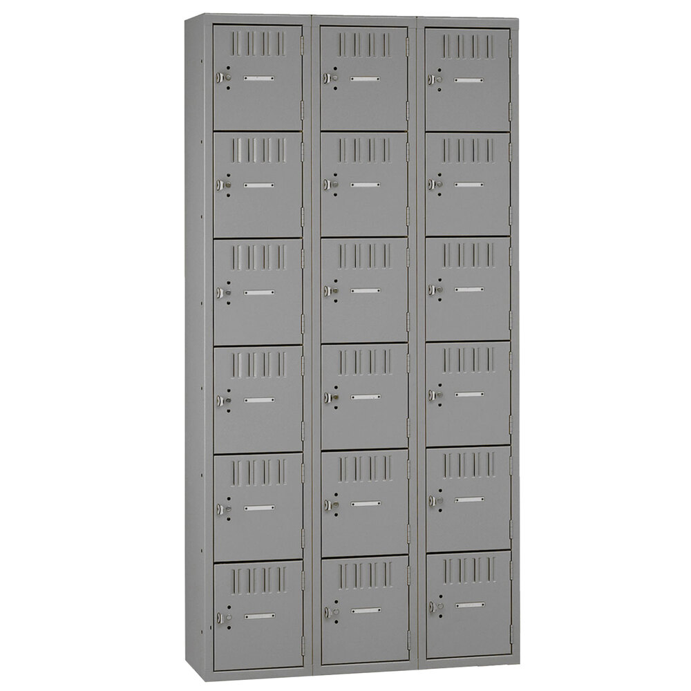 Tennsco BS6121812CMG Triple Stack Eighteen Door Gray Steel Locker - 36 ...