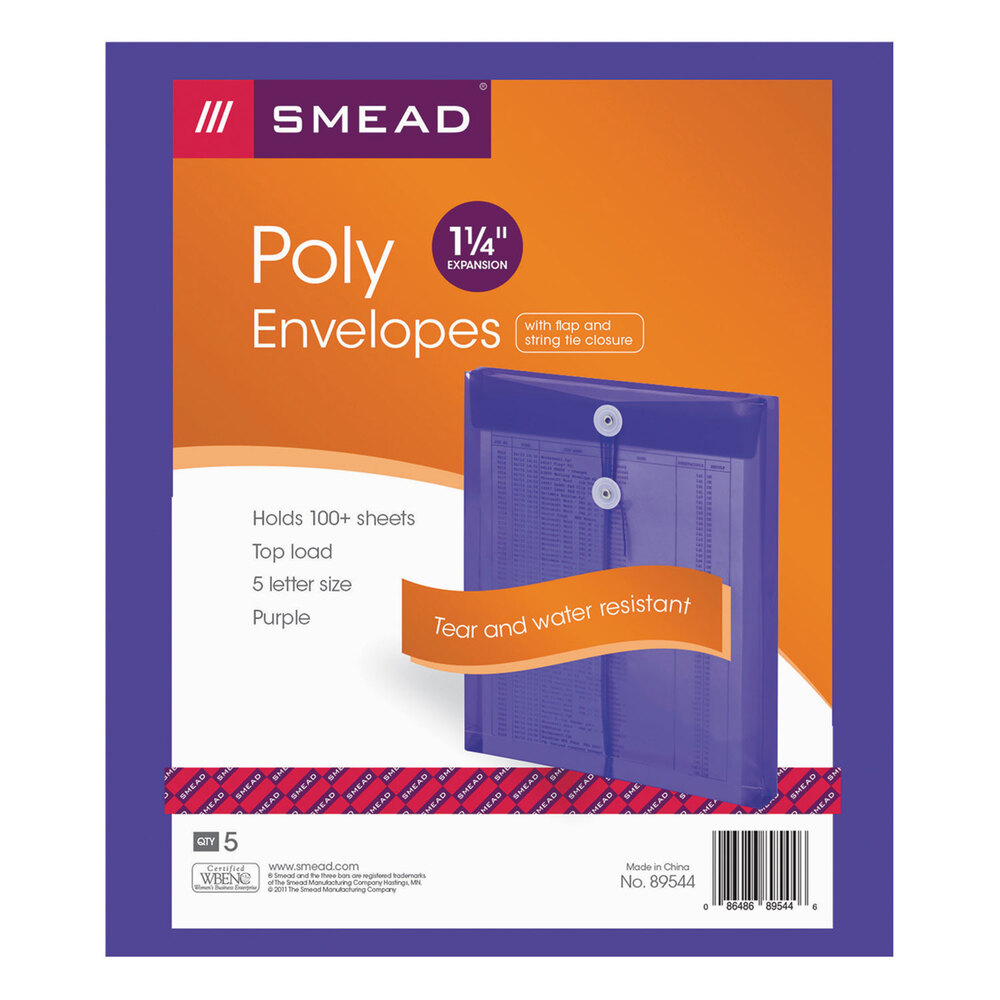 Smead 89544 Purple Polypropylene Top Load String & Button Letter Size ...