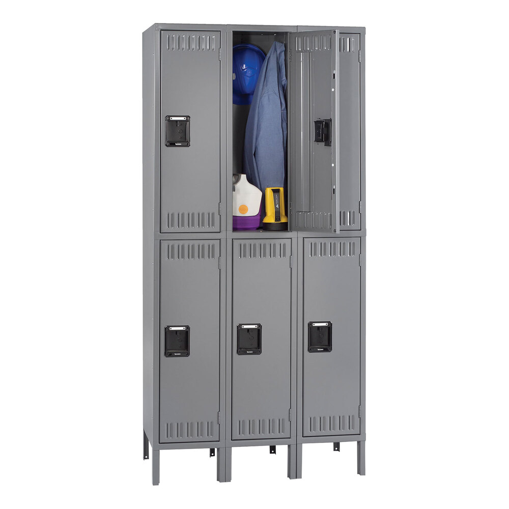 Tennsco DTS1218363MG Triple Stack Double Tier Gray Steel Locker with ...