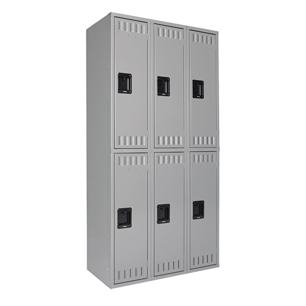 Tennsco DTS121836CMG Triple Stack Double Tier Gray Steel Locker - 36" x 18"