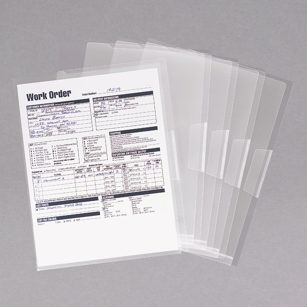 Smead 85751 9 1/4" x 11 3/4" Clear Polypropylene Project Jacket - 5/Pack