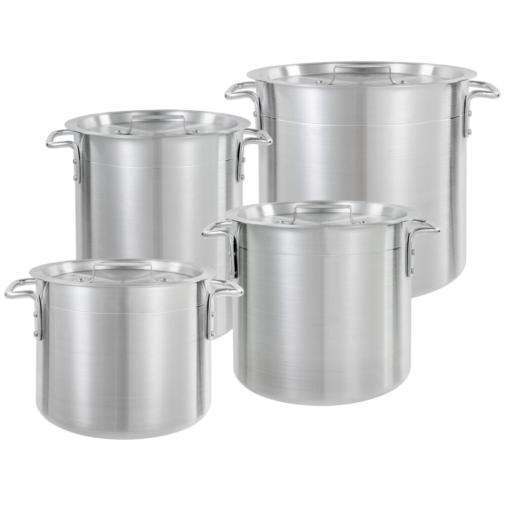 Choice 8-Piece Standard Weight Aluminum Stock Pot Set with 8 Qt., 12 Qt ...