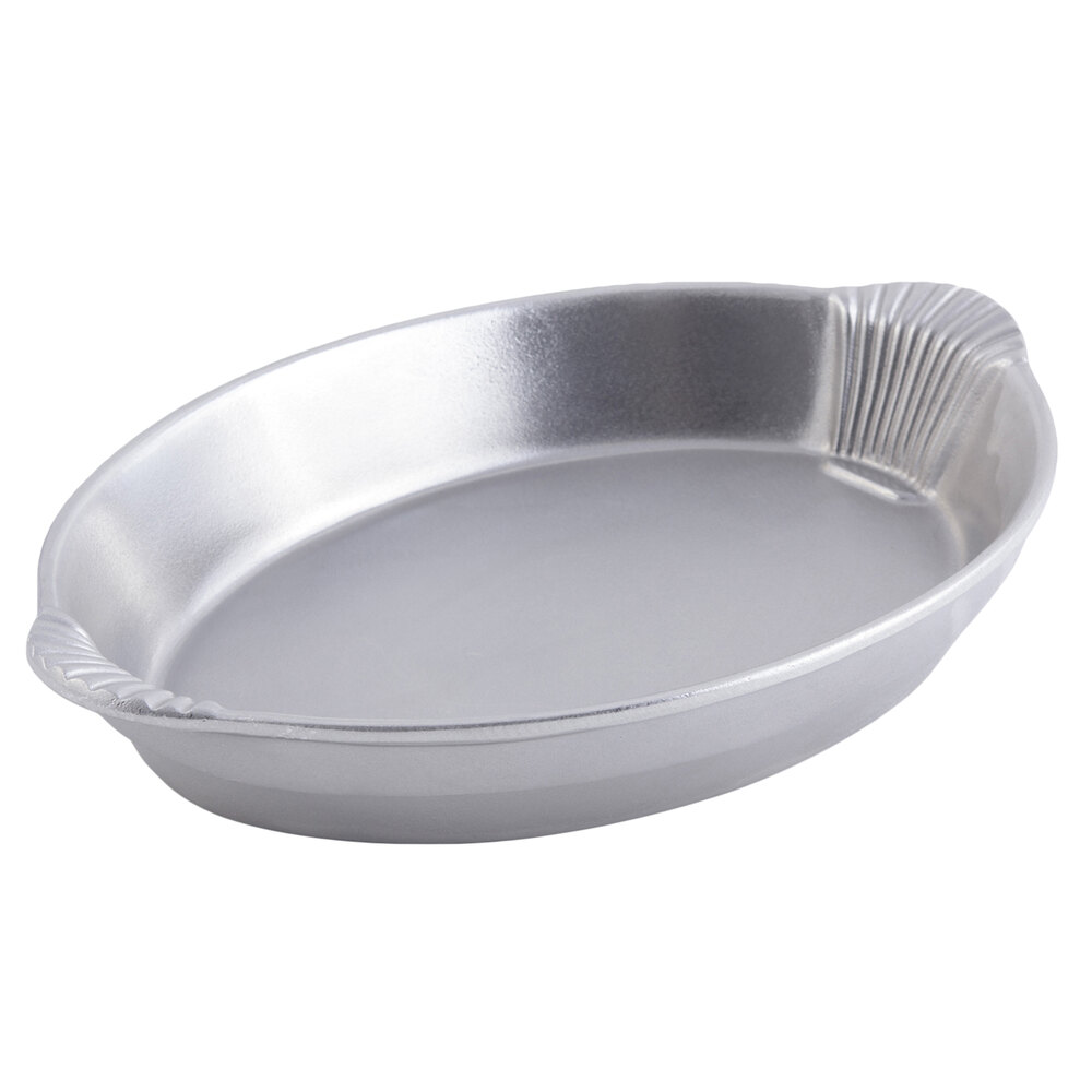 Bon Chef 2078P 4 Qt. Pewter-Glo Cast Aluminum Oval Casserole Dish with ...