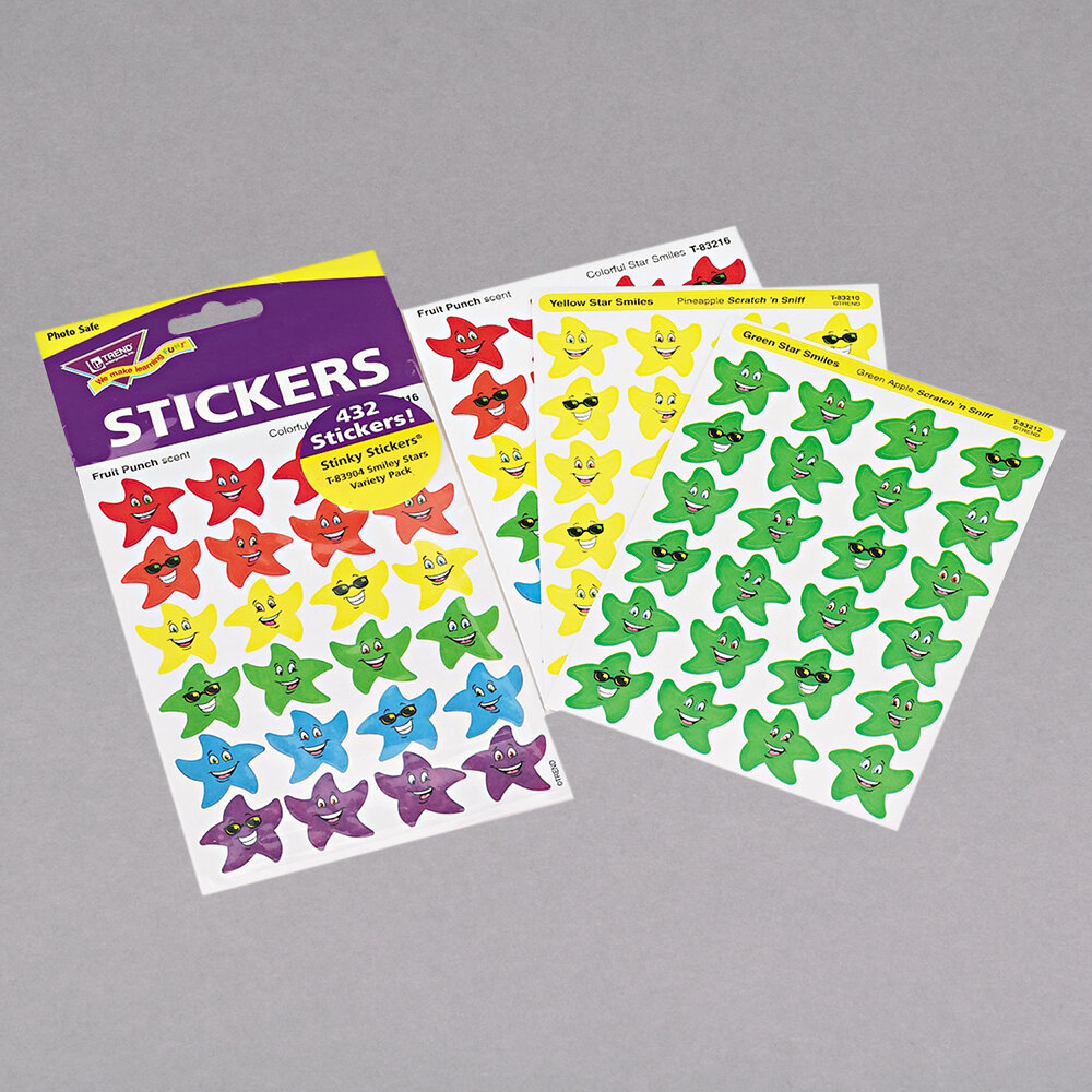 Trend T-83904 Stinky Stickers Colorful Star Smiles Scratch and Sniff ...