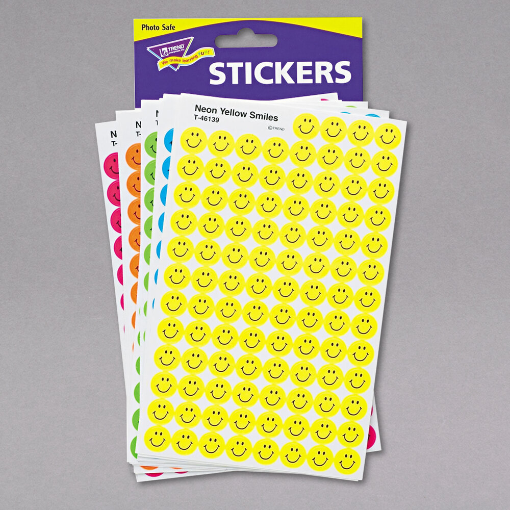 Trend T1942 SuperSpots Assorted Neon Smiles Stickers - 2,500/Pack