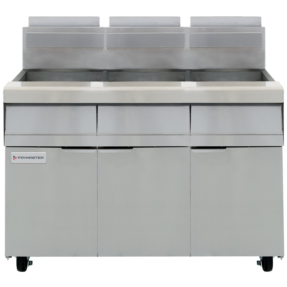 Frymaster MJ340 Natural Gas 3 Unit 40 lb. Floor Fryer with Millivolt ...