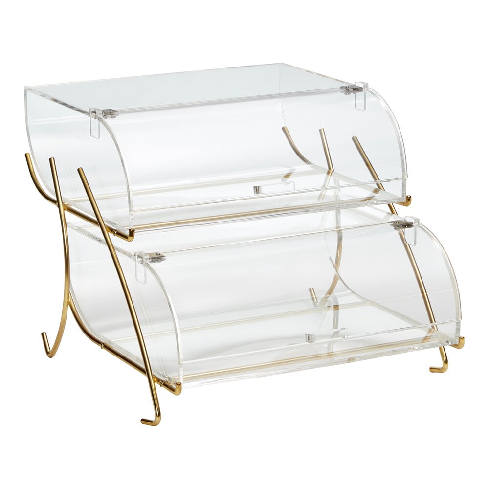Rosseto BK020 Clear Acrylic Two-Tier Pastry Display Case with Brass ...