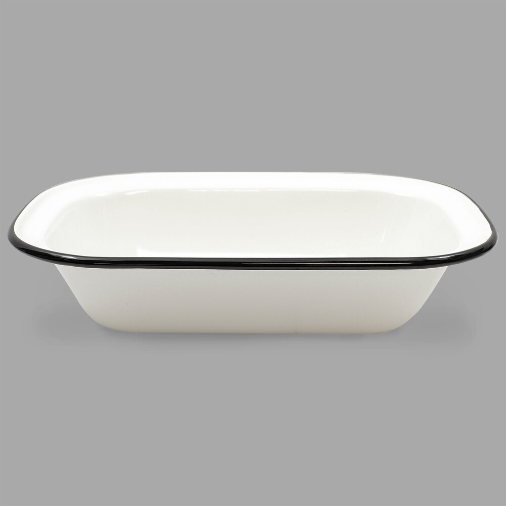 Tablecraft 80015 Enamelware 48 oz. Black and White Rolled Rim ...