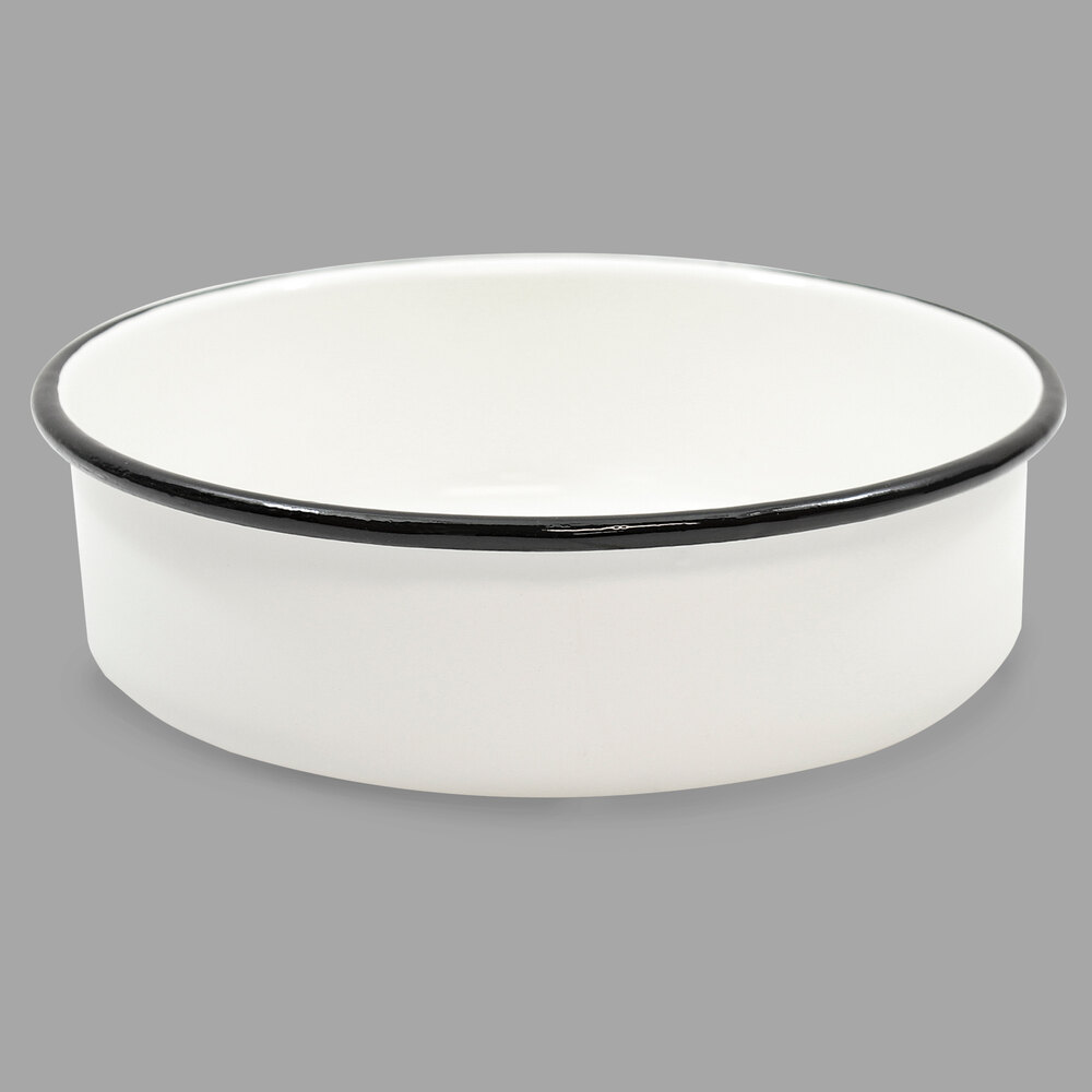 Tablecraft 80016 Enamelware 56 oz. Black and White Rolled Rim Round ...