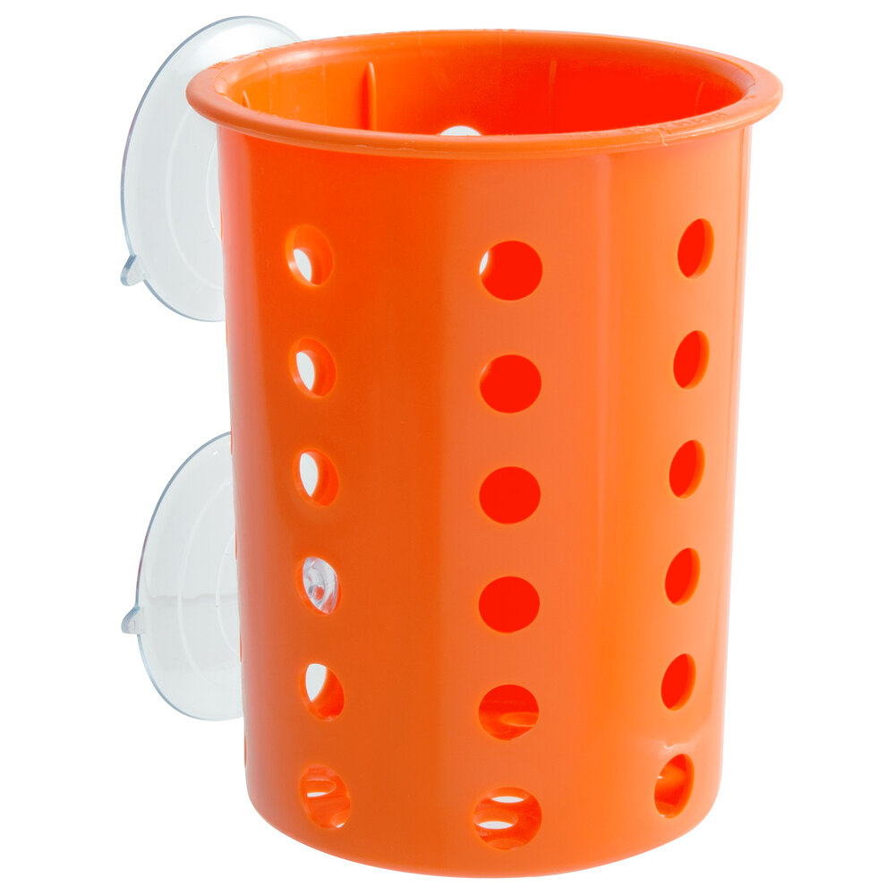 Steril-Sil PN1-ORANGE Orange Perforated Plastic Flatware Cylinder with ...
