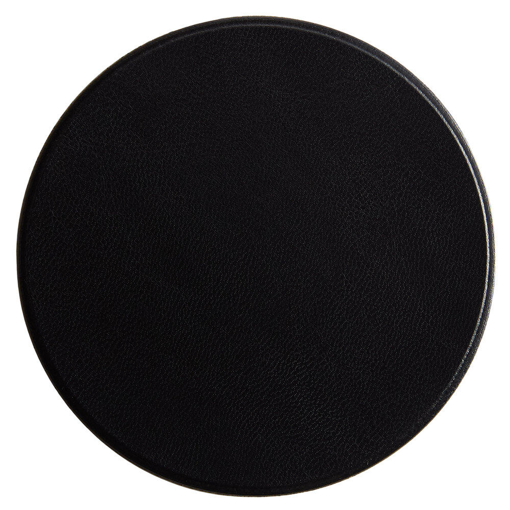 H. Risch, Inc. 3 3/4" Round Black Vinyl Customizable Coaster